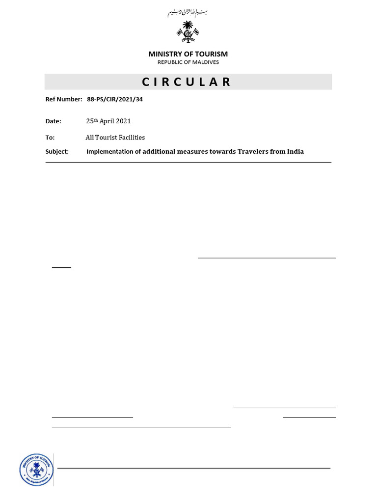 Maldives Travel Guidelines for Indian Tourists | PDF | Public Health | Pandemic