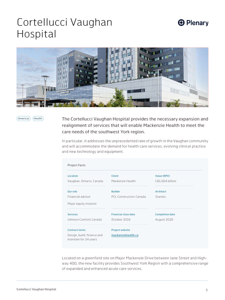 Cortellucci Vaughan Hospital | PDF | Hospital | Health Care