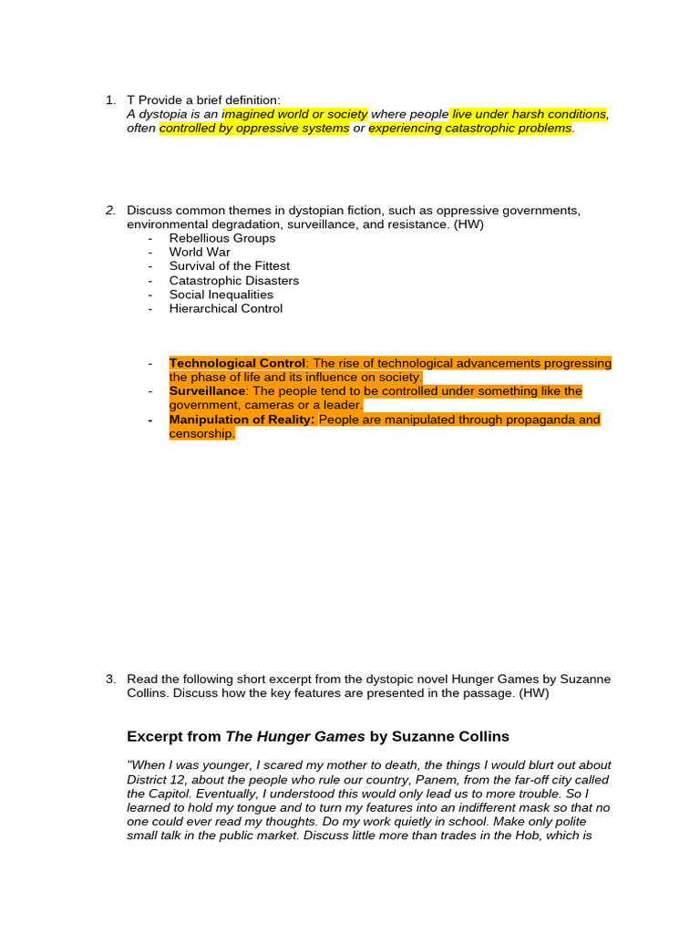 Dystopian Story Prep Tuition | PDF | The Hunger Games | Dystopia