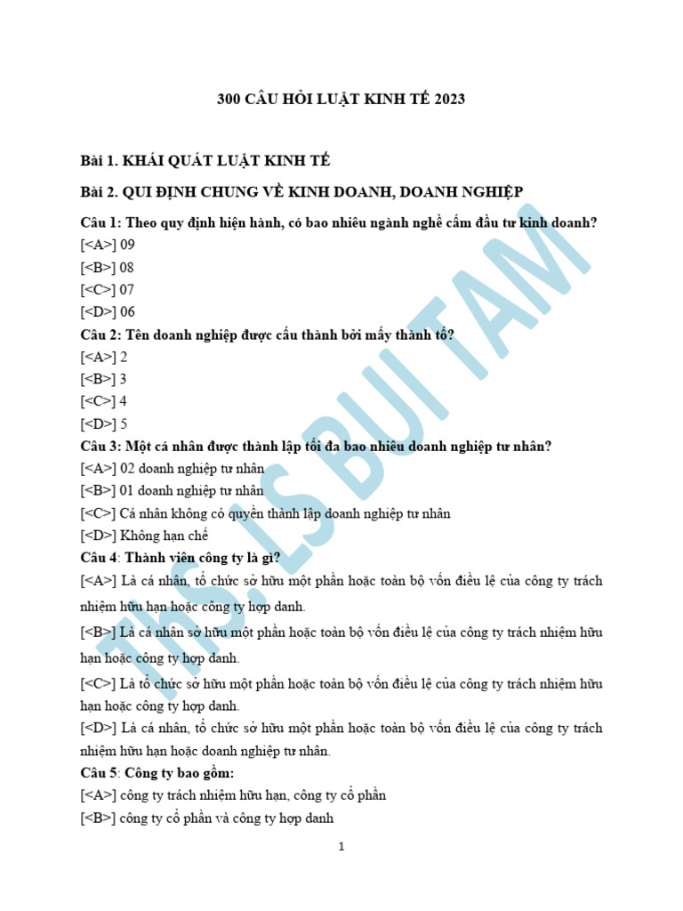 LKT - de Trac Nghiem 300 Cau | PDF