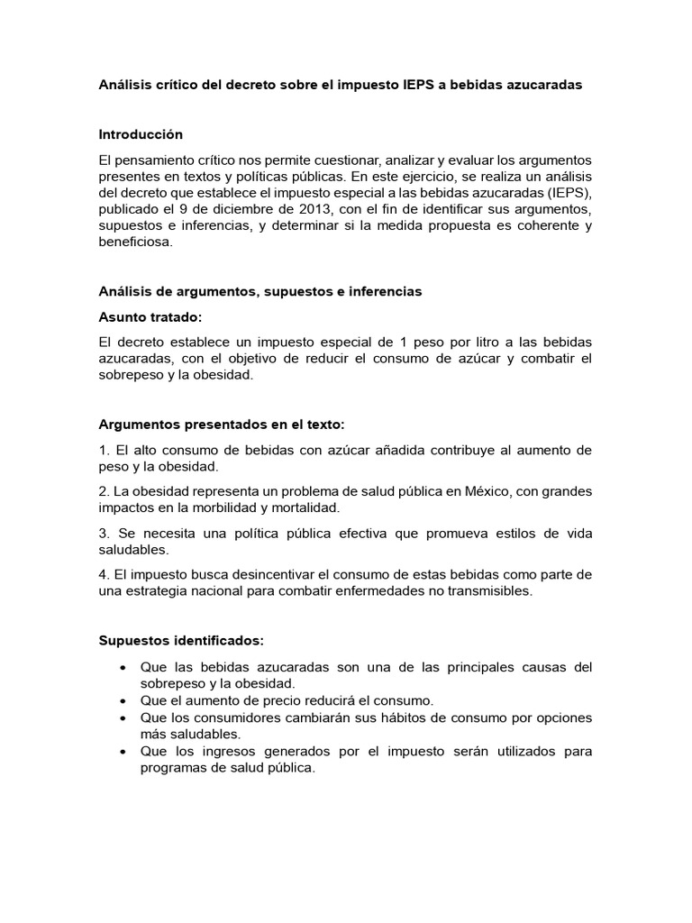 Analisis Critico- Andres Dominguez | PDF | Obesidad | Refresco