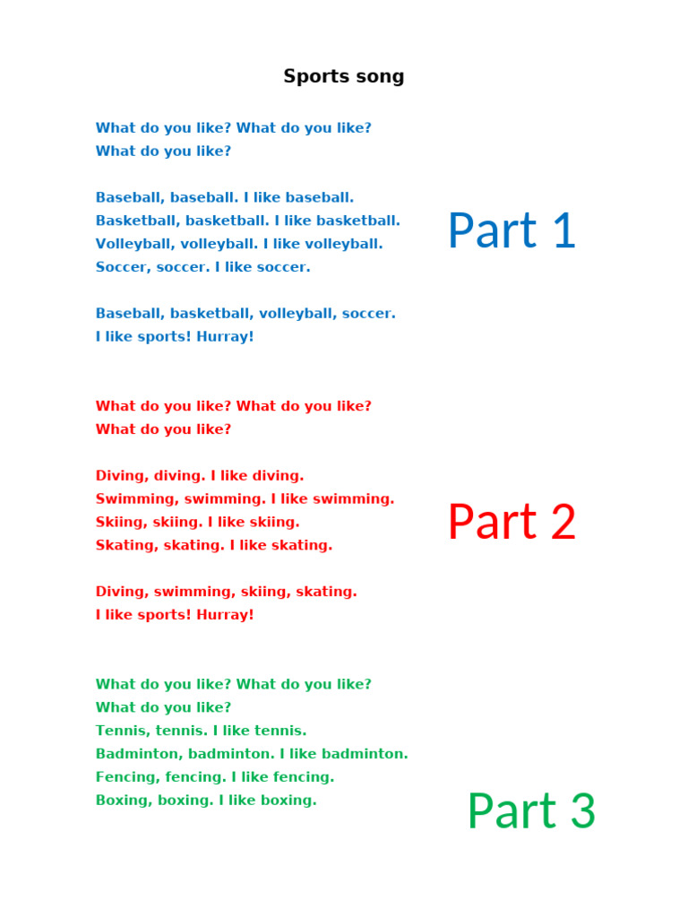 Week 1 Sports Song Lyrics | PDF