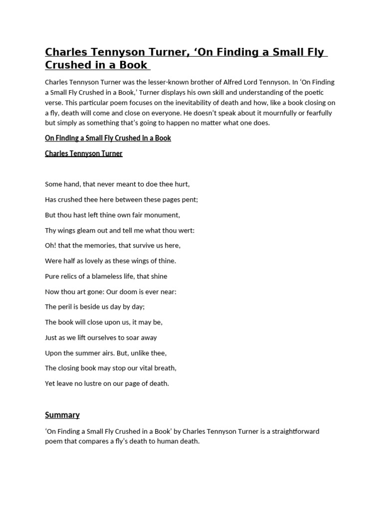Turner’s Poem on Death and Memory | PDF | Thou | Poetry