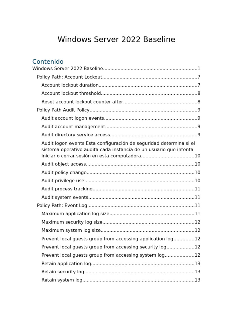 Windows Server 2022 Security Baseline | PDF | Computer Access Control ...