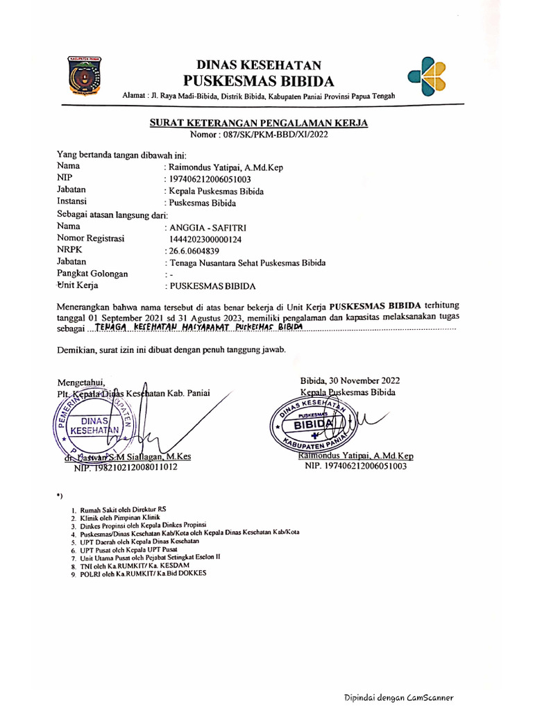 Surat Keterangan Pengalaman Kerja-Anggia | PDF