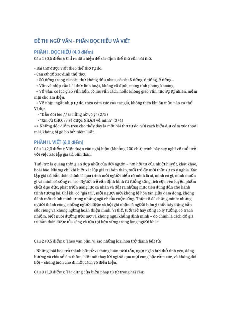 De Thi Doc Hieu Viet Day Du | PDF