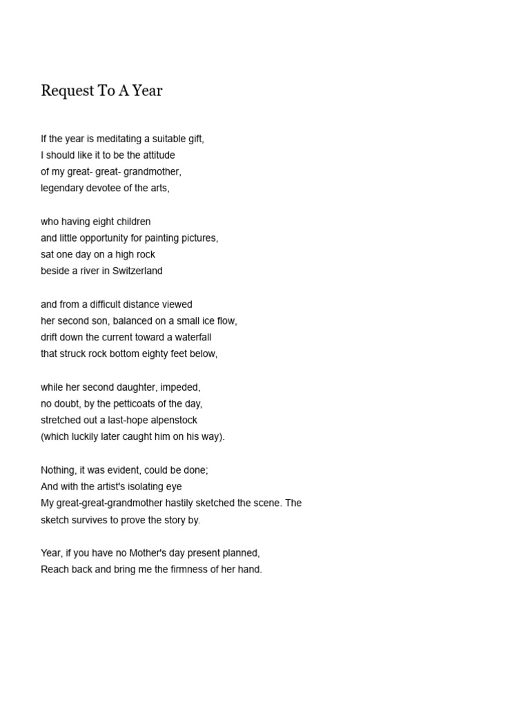 Request To A Year Judith Wright | PDF