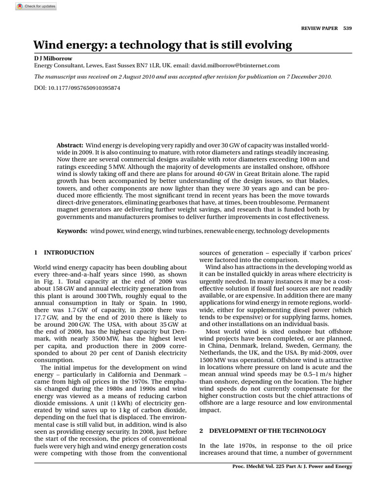 Wind Energy A Technology That Is Still e | PDF | Wind Power | Wind Farm