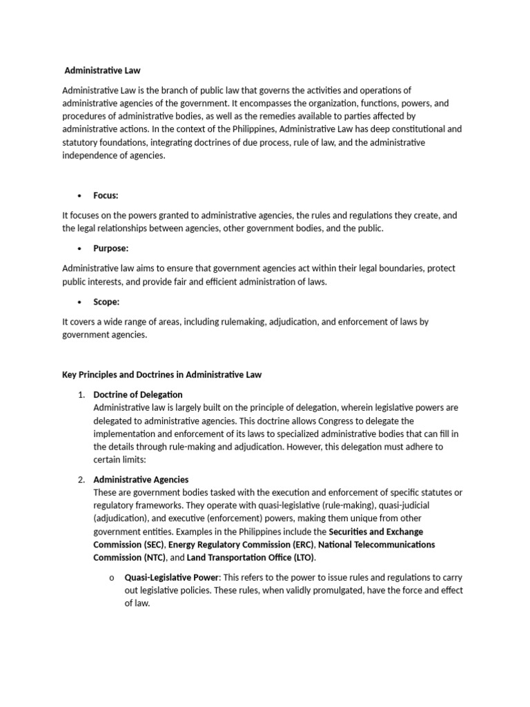 Administrative Law Summary | PDF | Administrative Law | Rulemaking