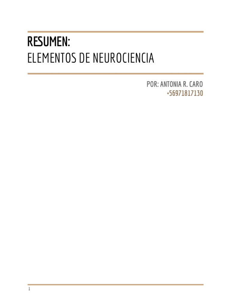 Resumen Completo de Neurociencias | PDF | Sinapsis | Neurona