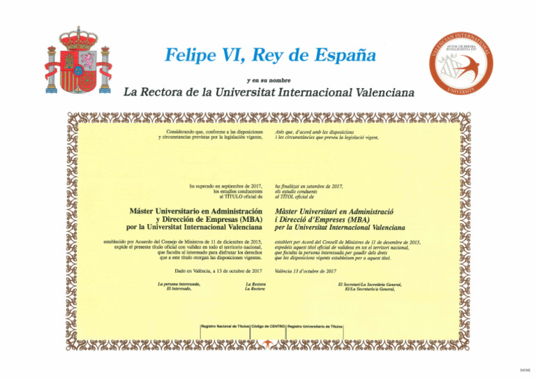 Modelo Título Oficial VIU | PDF