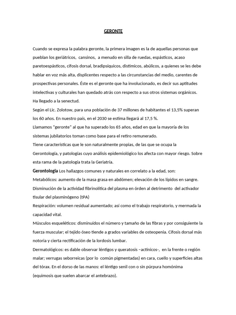 Características del Geronte y Geriatría | PDF | Infarto de miocardio ...