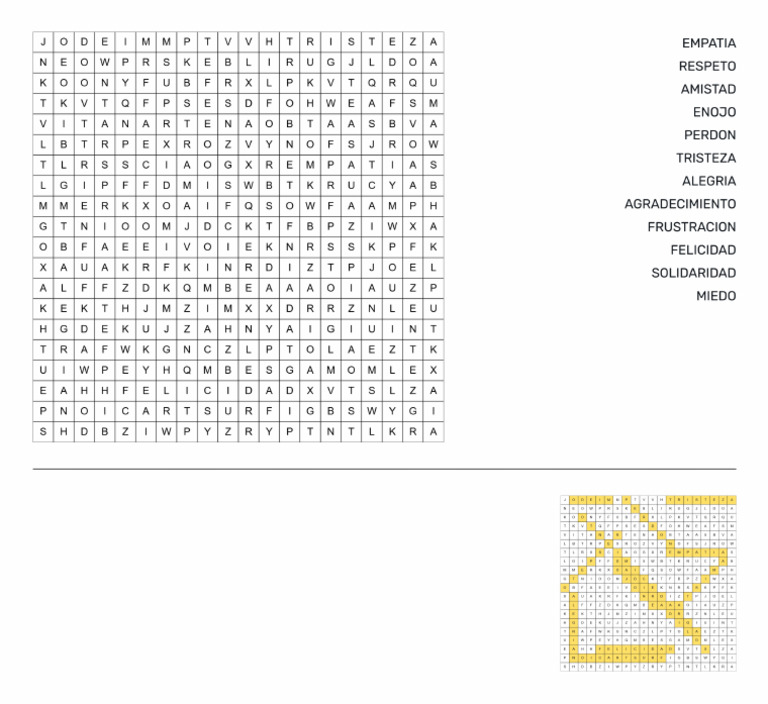 SOPA DE LETRAS EMOCIONES Y VALORES | PDF