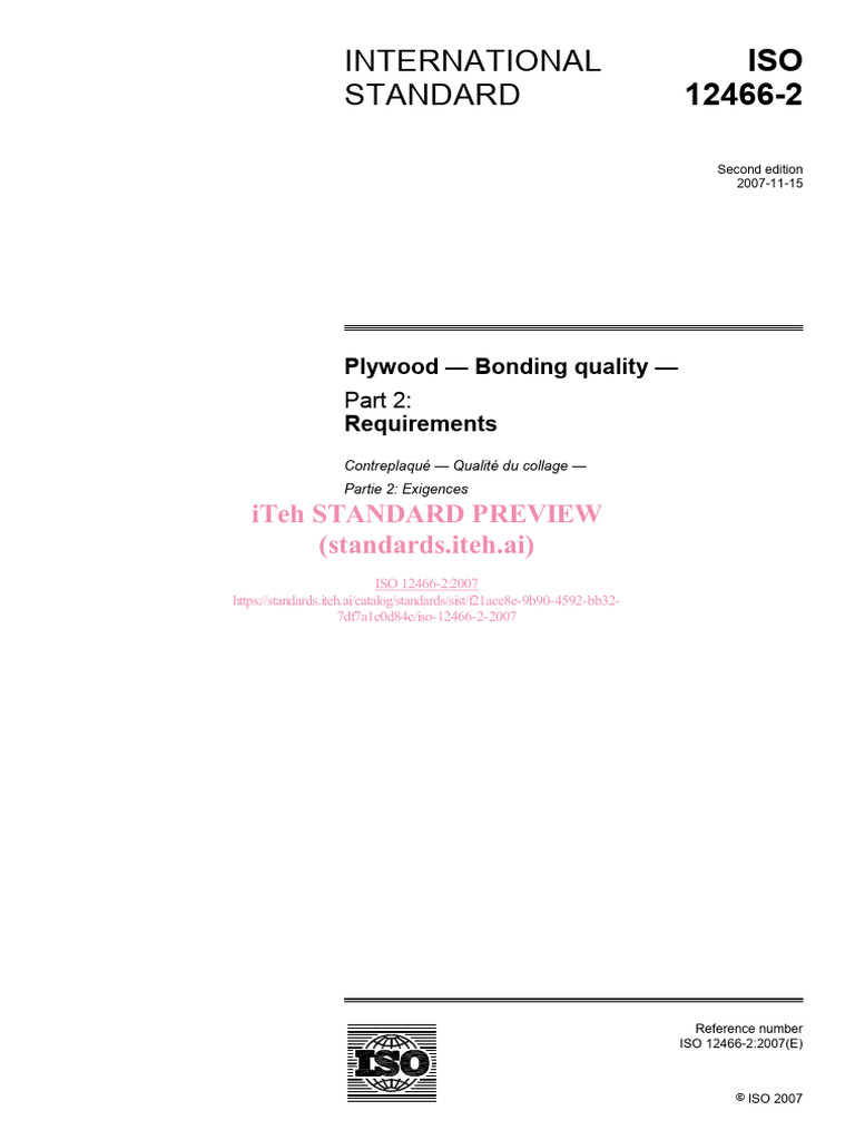 ISO-12466-2-2007 - Plywood - Bonding Quality - Part 2 Requirements ...