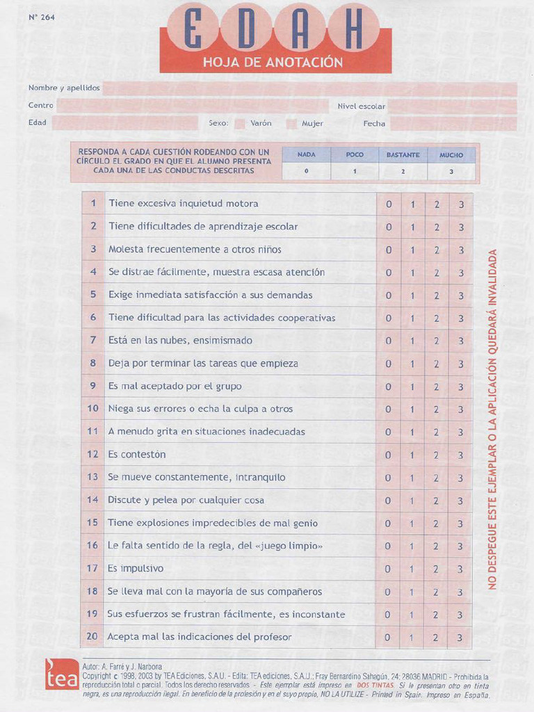 Cuestionario Edah | PDF