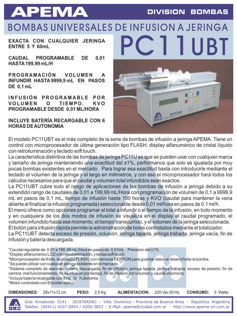 Bomba de Jeringa PC11UBT APEMA | PDF