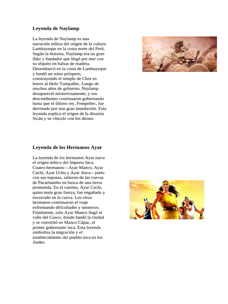 Leyenda de Naylamp: Origen Lambayeque | PDF | Imperio Inca | Mitología