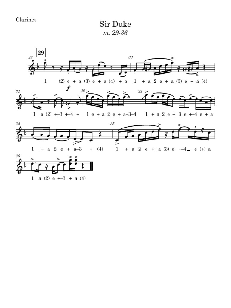 04 - Clarinet - Sir Duke | PDF