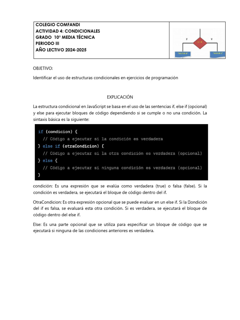 Actividad 4 Condicionales | PDF