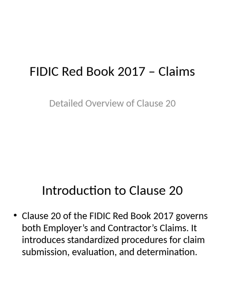 FIDIC Red Book 2017 Clause 20 Claims Guide | PDF