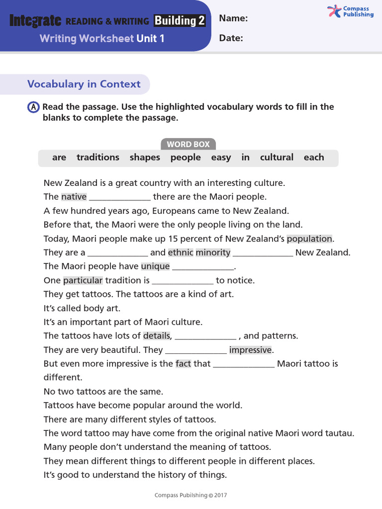 Integrate Reading Writing - Building2 - Writing Worksheet | PDF | Earth ...