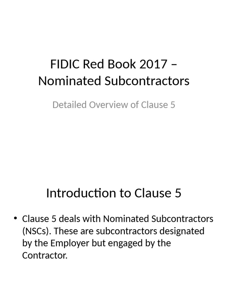 Clause 5 Nominated Subcontractors Presentation | PDF