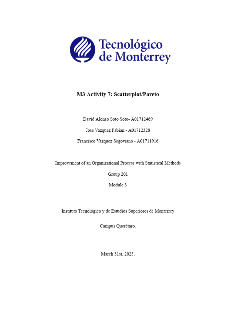 M3 Activity 7 - Scatterplot - Pareto Copy - TEAM 1 | PDF