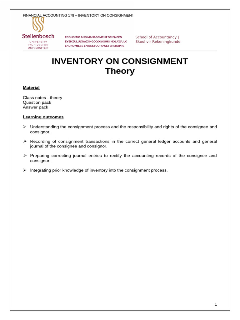 Consignment Inventory Accounting Guide | PDF | Debits And Credits | Debt