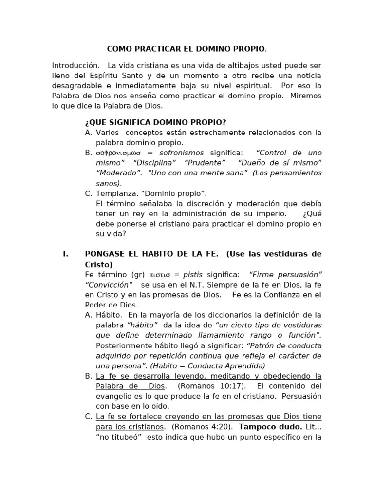 Cómo Practicar el Dominio Propio | PDF | Fe | Cristo (título)
