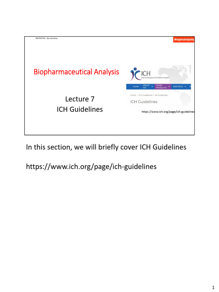 Lecture 7 - Overview of ICH Guidelines 2022 | PDF | Carcinogen ...