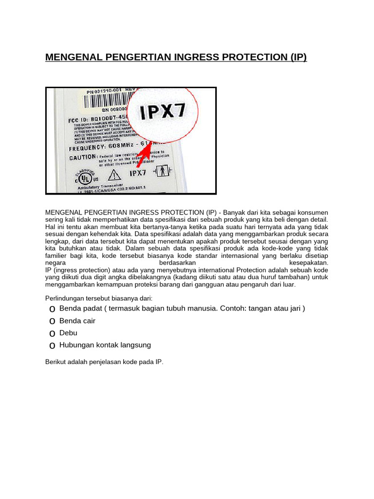 Mengenal Pengertian Ingress Protection | PDF