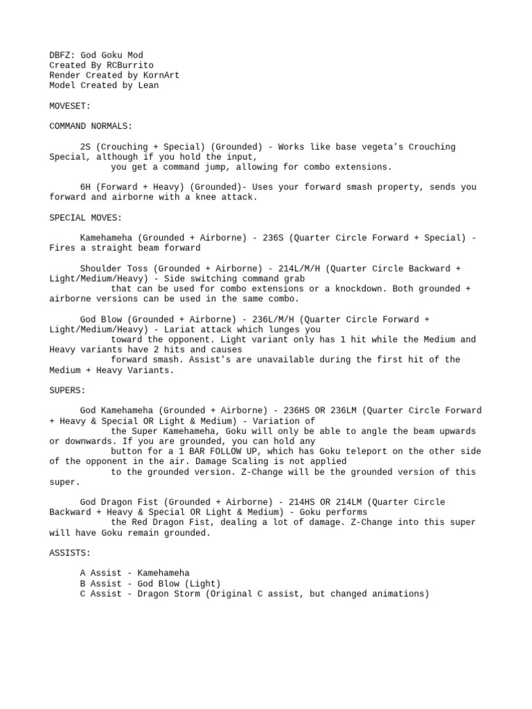 GodKu MoveList | PDF