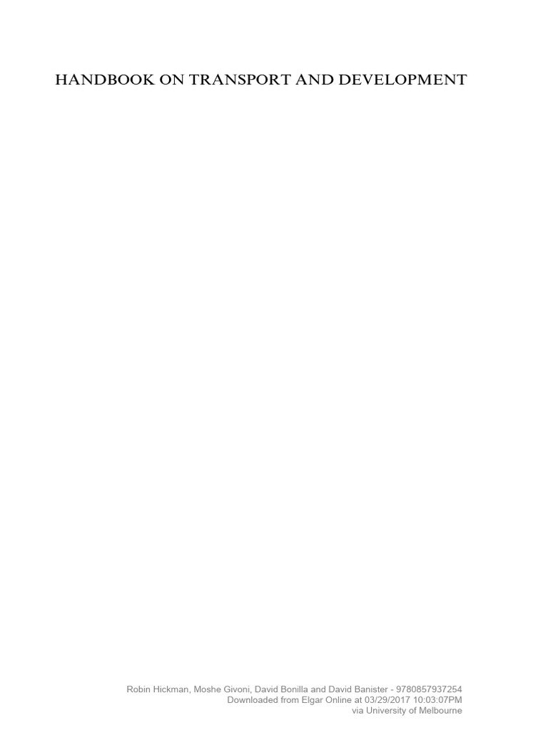 Handbook On Transport and Development | PDF | Transport | Urban Planning