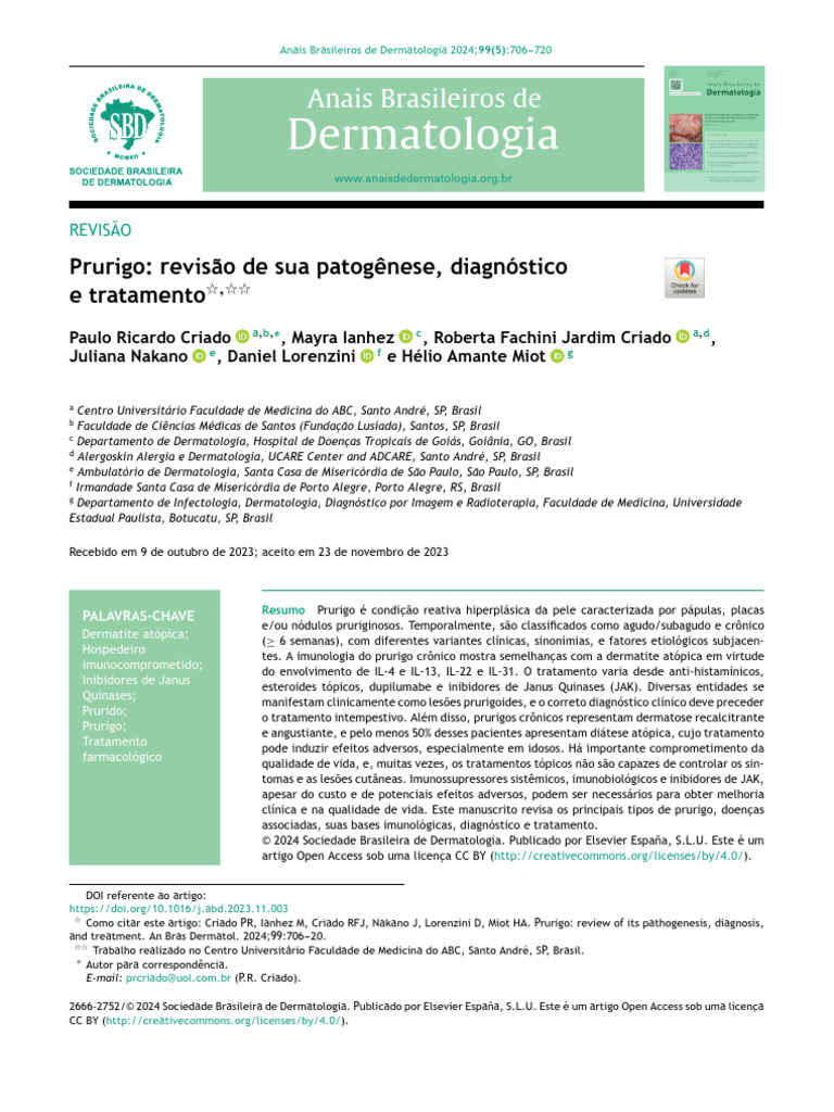 Prurigo - Revisão de Sua Patogênese, Diagnóstico e Tratamento - Artigo ...