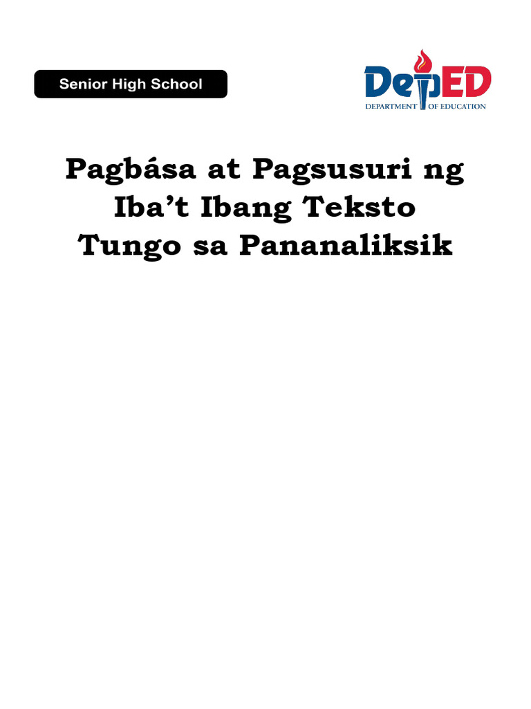 4rth Quarter Module 1 Pagbasa at Pagsusuri | PDF