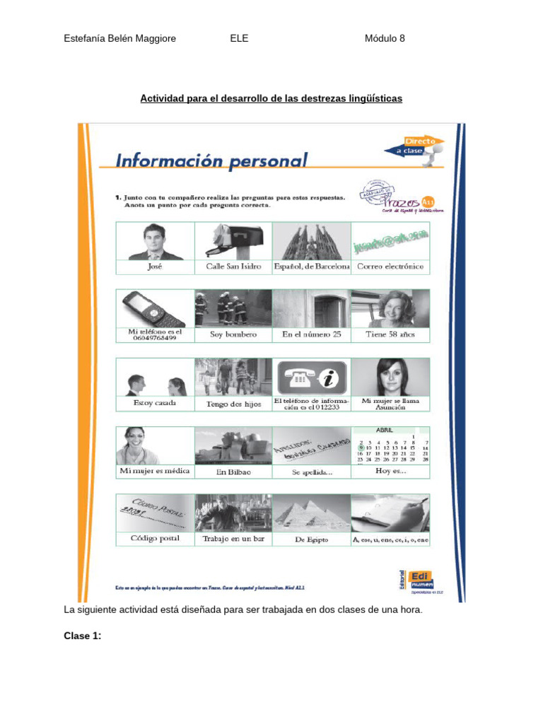 Actividad para El Desarrollo de Las Destrezas Linguisticas | PDF
