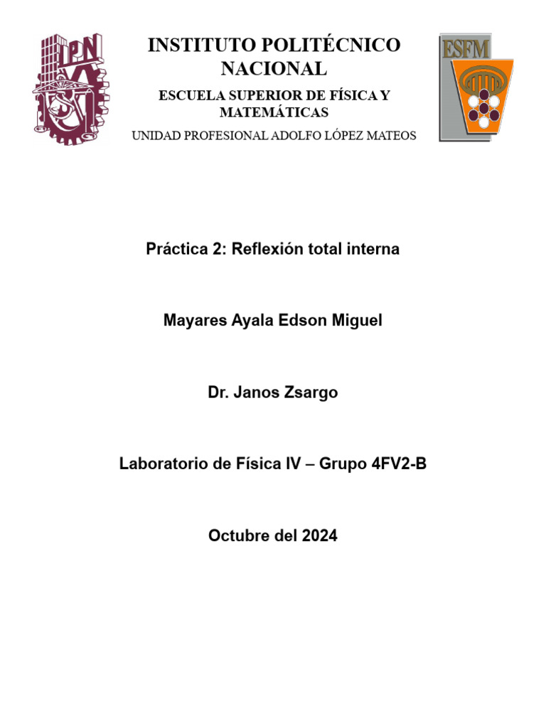 Práctica2 Lab4 | PDF | Refracción | Ciencias fisicas