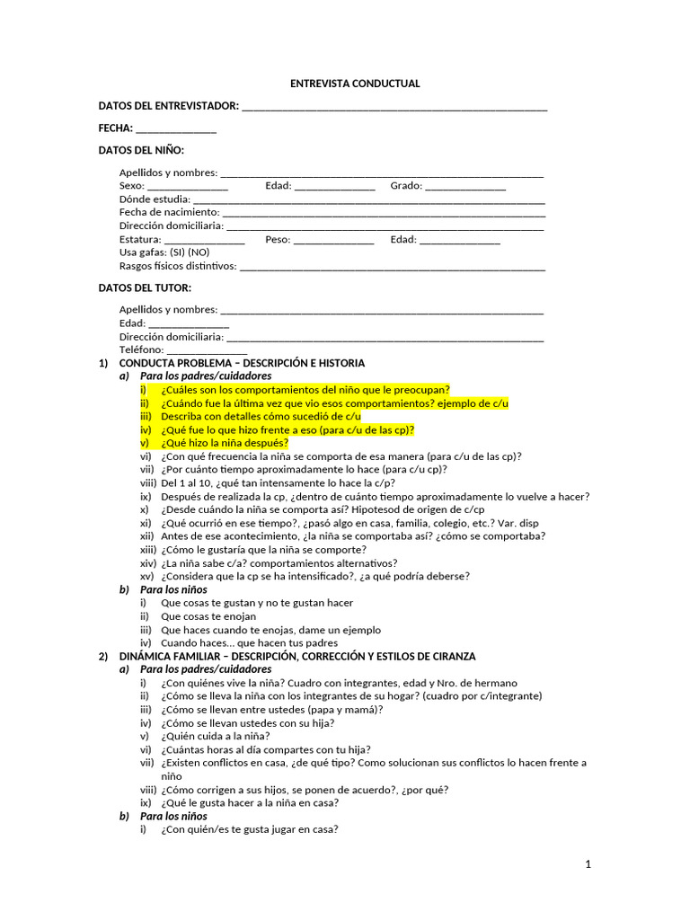Entrevista Conductual | PDF