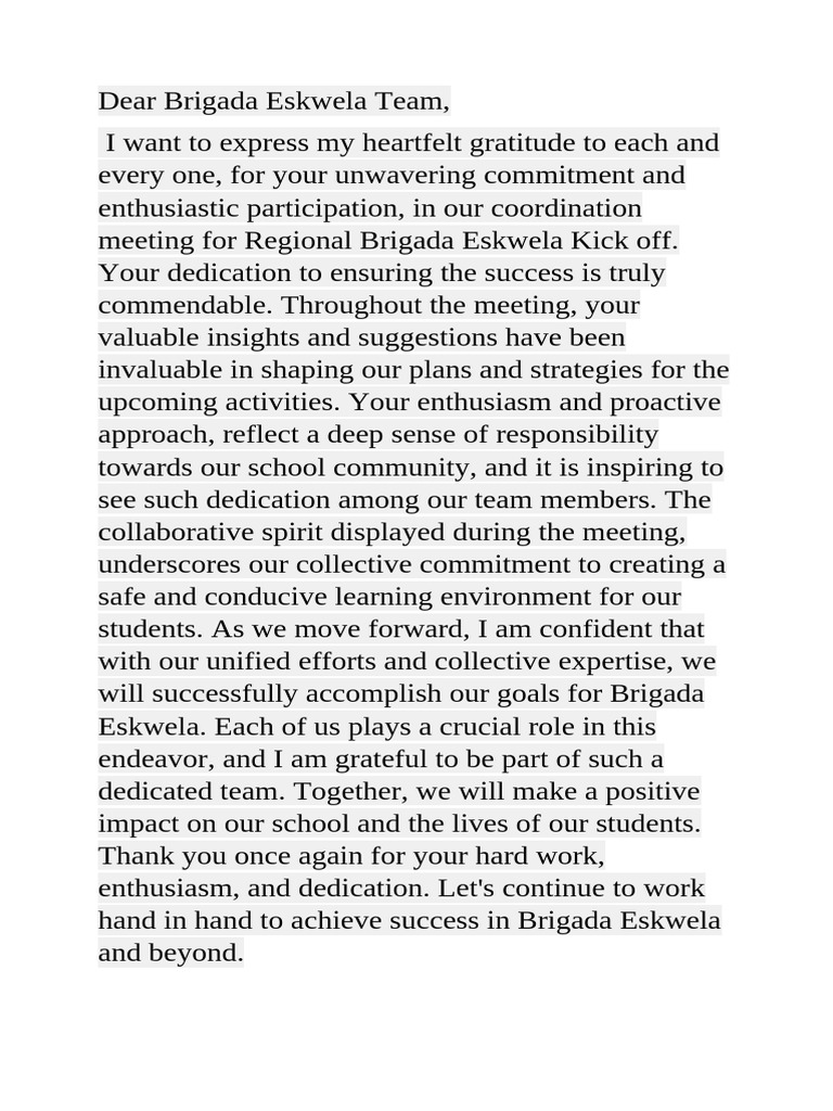 Brigada Gratitude Spech 23-24 | PDF