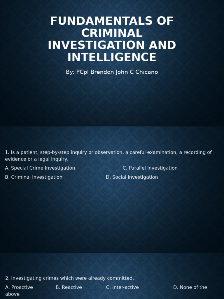 Fundamentals of CRIM Invest and Intel | PDF | Crimes | Crime & Violence