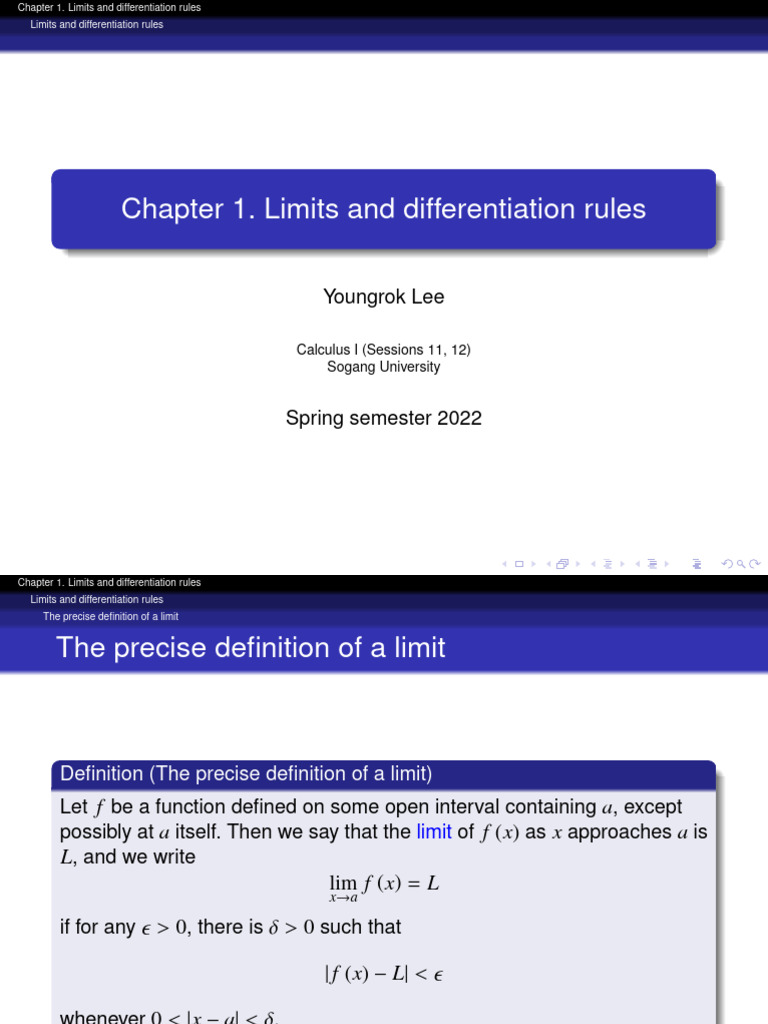 (Slide) 1장 - Limits and Differentiation Rules | PDF | Trigonometric Functions | Derivative