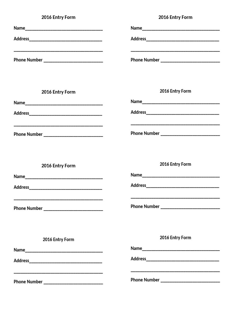 Generic Entry Form 1 | PDF