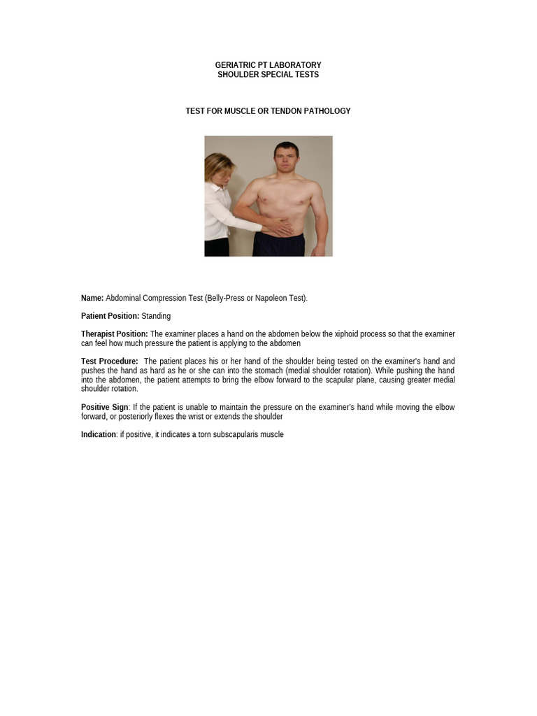 TEST FOR MUSCLE OR TENDON PATHOLOGY2 | PDF