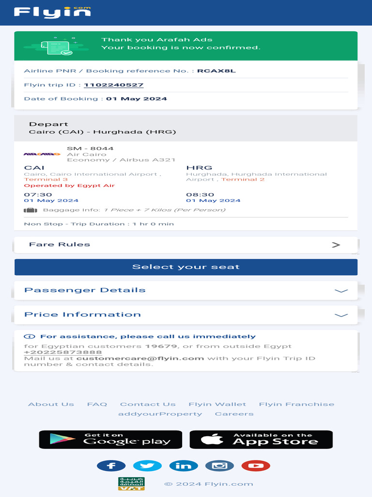 Flight Ticket Booking Confirmed - Flyin - Com 2 | PDF