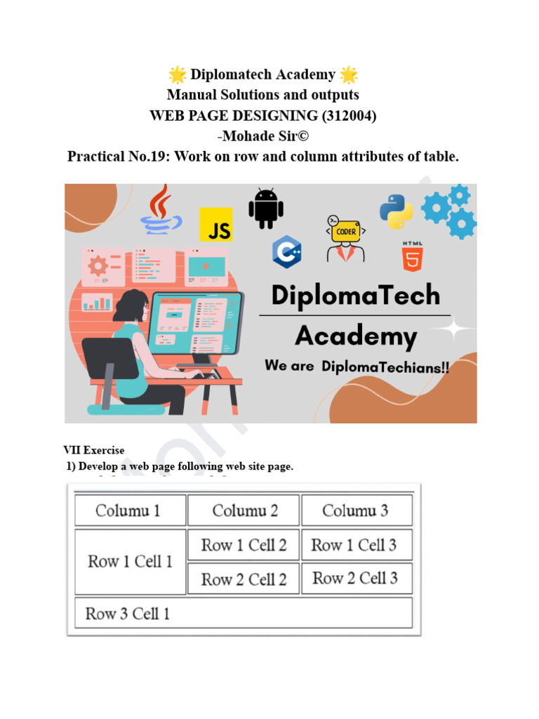 HTML Table Rowspan Colspan Guide | PDF | Html | Computing