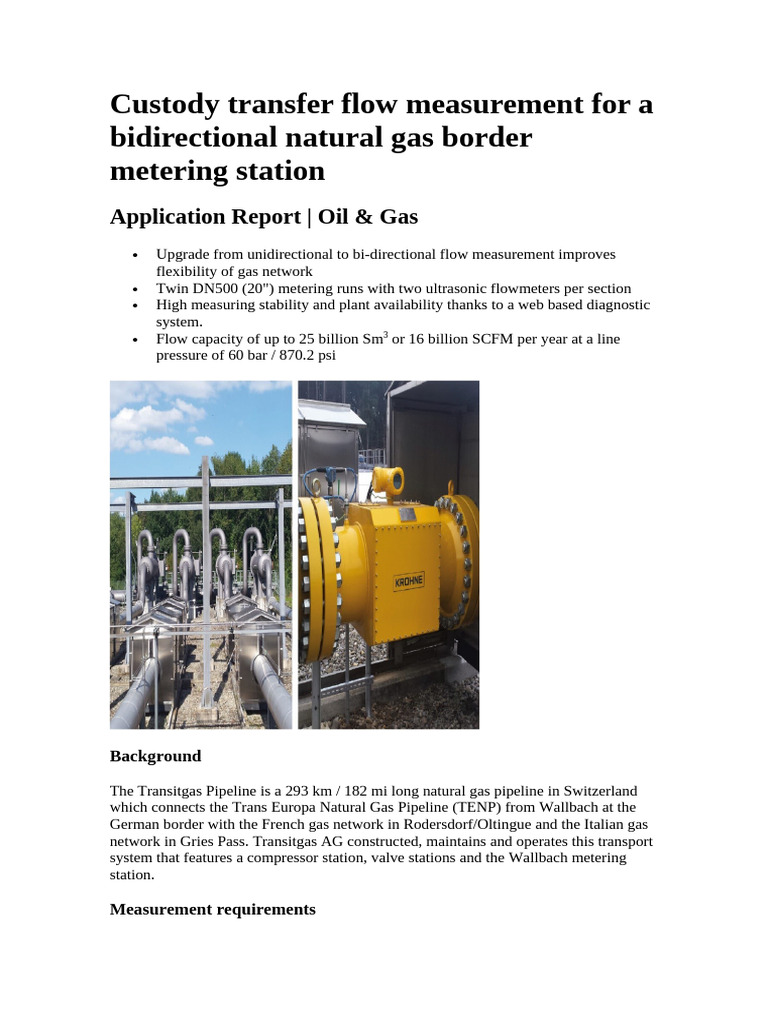 Custody Transfer Flow Measurement For A Bidirectional Natural Gas Border Metering Station | PDF ...