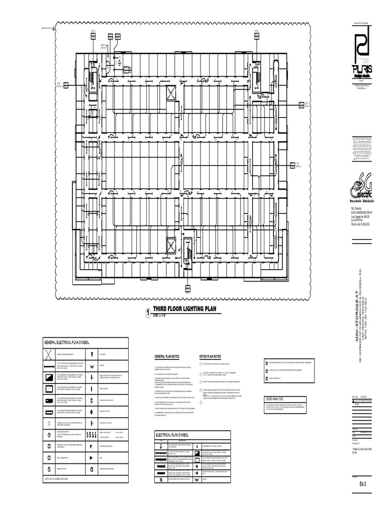 E4.0 3 Floor Lighting Plan Rev#1 | PDF | Fluorescent Lamp | Switch