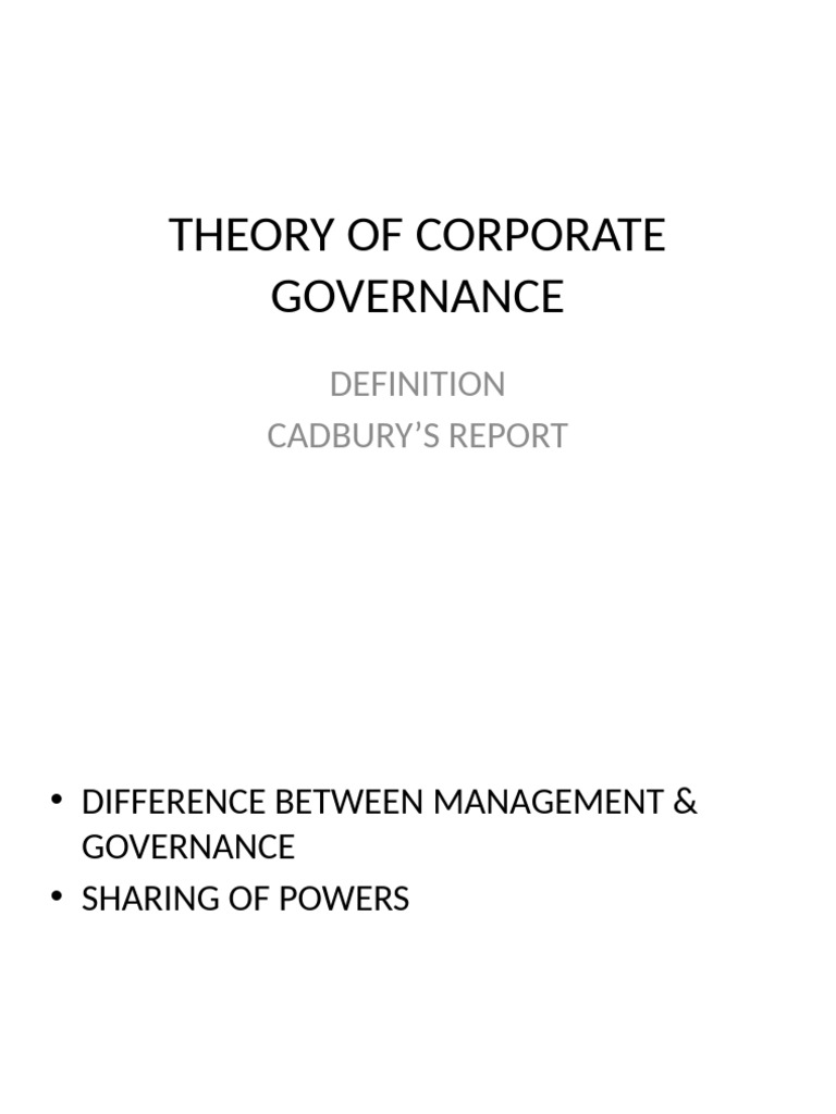 Corporate Governance Theories Explained | PDF