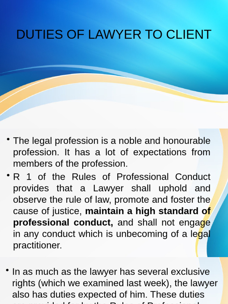 Duties of Lawyer To Client | PDF | Negligence | Lawyer