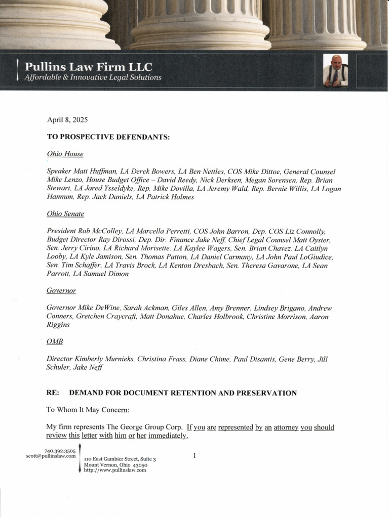 Retention Letter From Scott A. Pullins | PDF